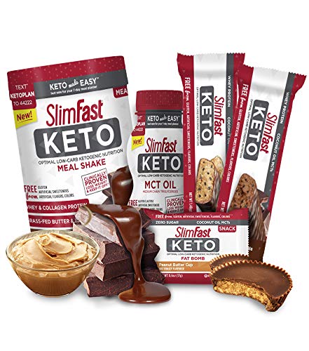 SlimFast Keto Meal Replacement Powder, Fudge Brownie Batter, Low Carb with Whey & Collagen Protein, 10 Servings (Pack of 2) (Packaging May Vary)