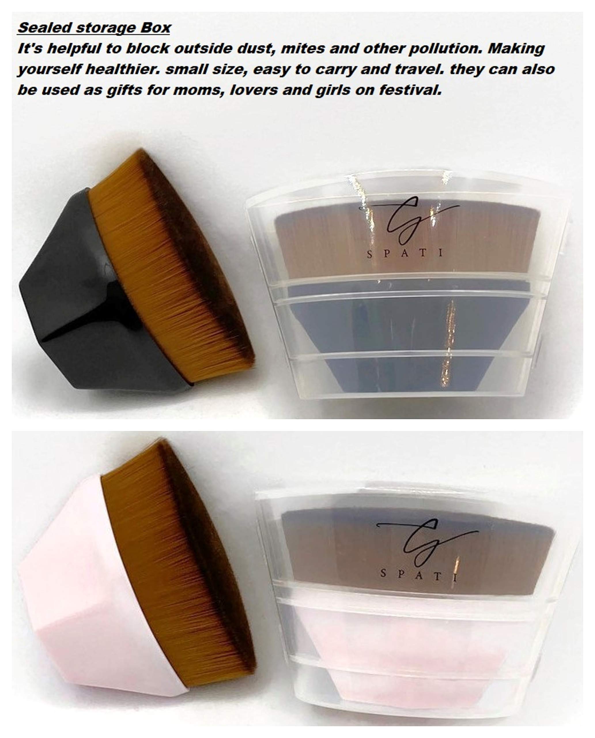 SPATI Makeup Foundation Brush Seamless Large Area Flat Top Face Blush Liquid Powder Flawless Foundation Brush Cosmetics Cream Simple Operation Kabuki Brush with Storage Box 1PCS Black, Pink (Pink)