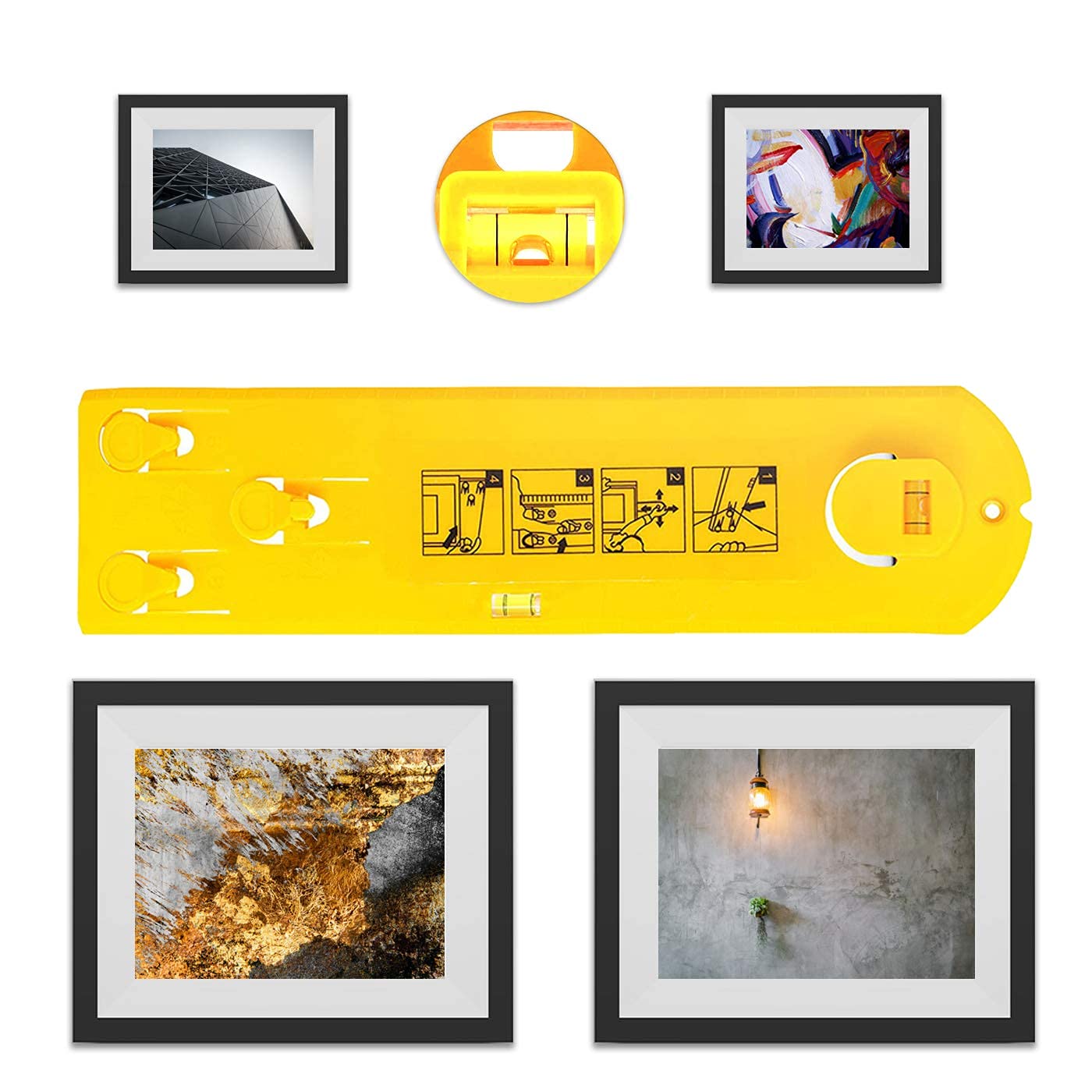 Picture Hanging Tool Kit - Includes Stainless Steel Picture Hanging Hooks 211 Pcs, Level Tool, Picture Frame Hanger, Heavy Duty Photo Hanger Accessories with Hanging Kit, Wire and Nails, Gift for Dad