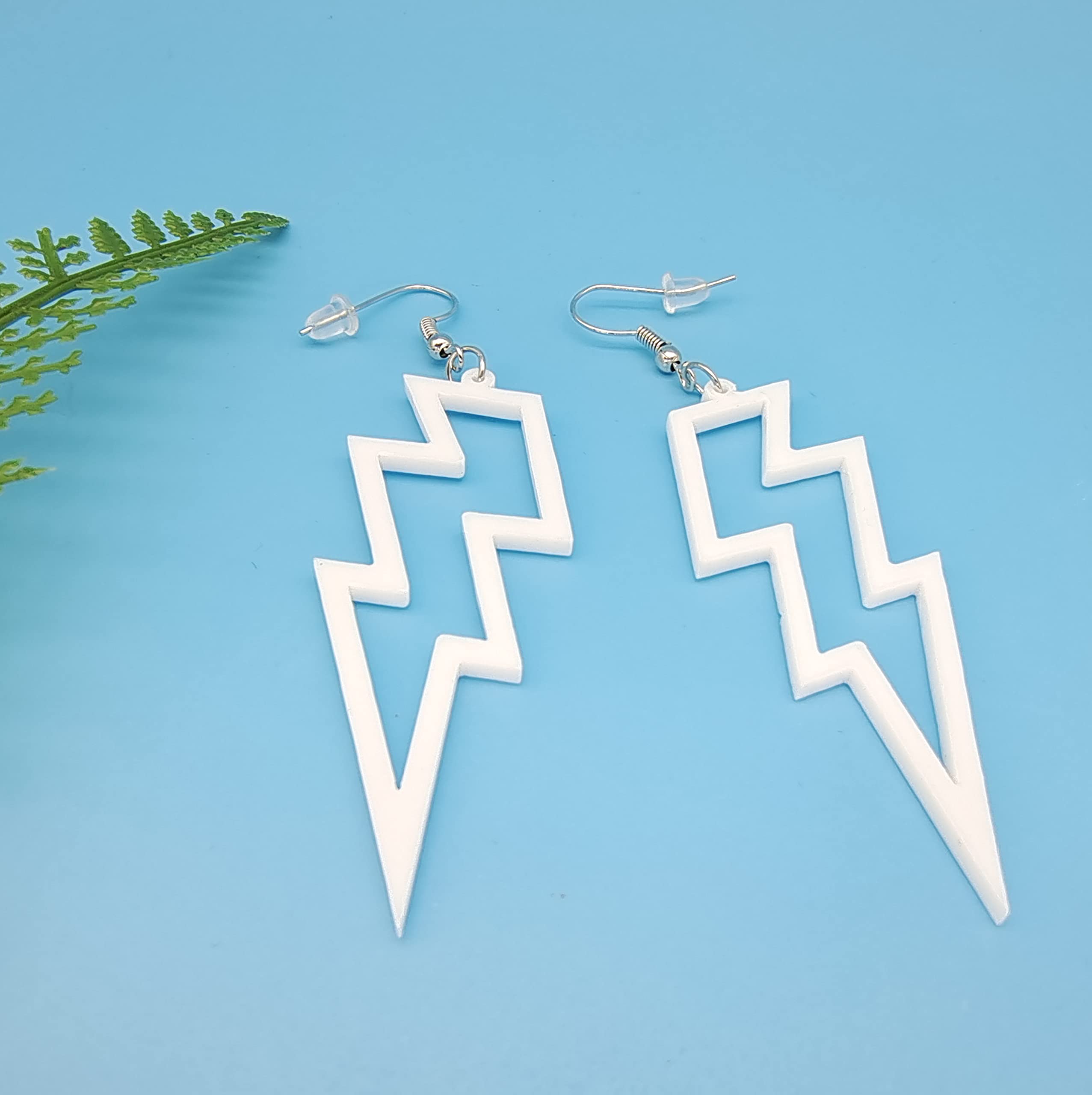 RUIZHEN Bright 3 Colors Acrylic Exaggerated Lightning Bolt Dangle Earrings Women Party Earrings Halloween Costume Accessories Jewelry (white)