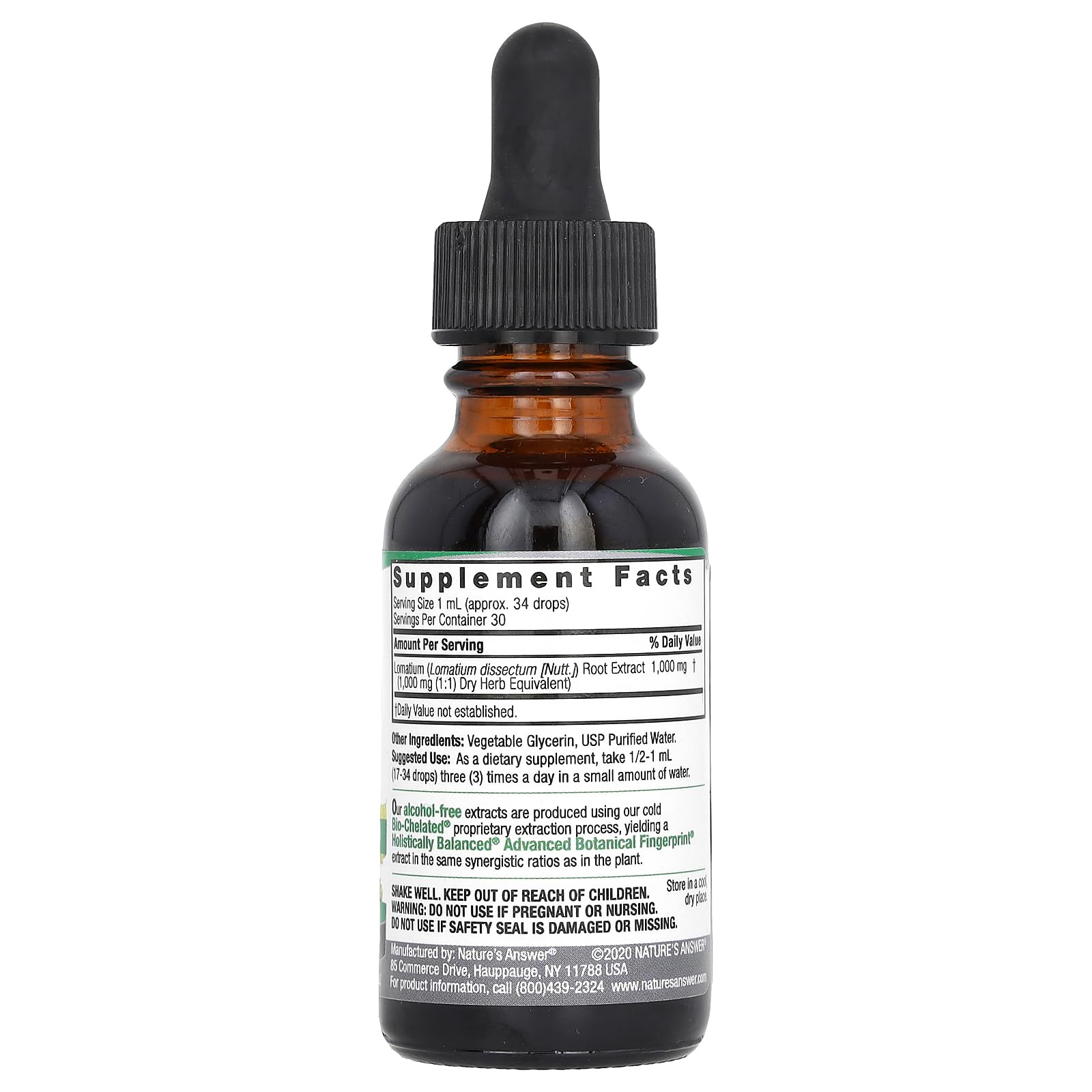 Nature’s Answer Lomatium Root Extract Lomatium Dissectum - Natural Herbal Supplement - Gluten Alcohol-Free - Ideal for Immunity Overall Health Wellbeing – 500mg (1 FL Oz)