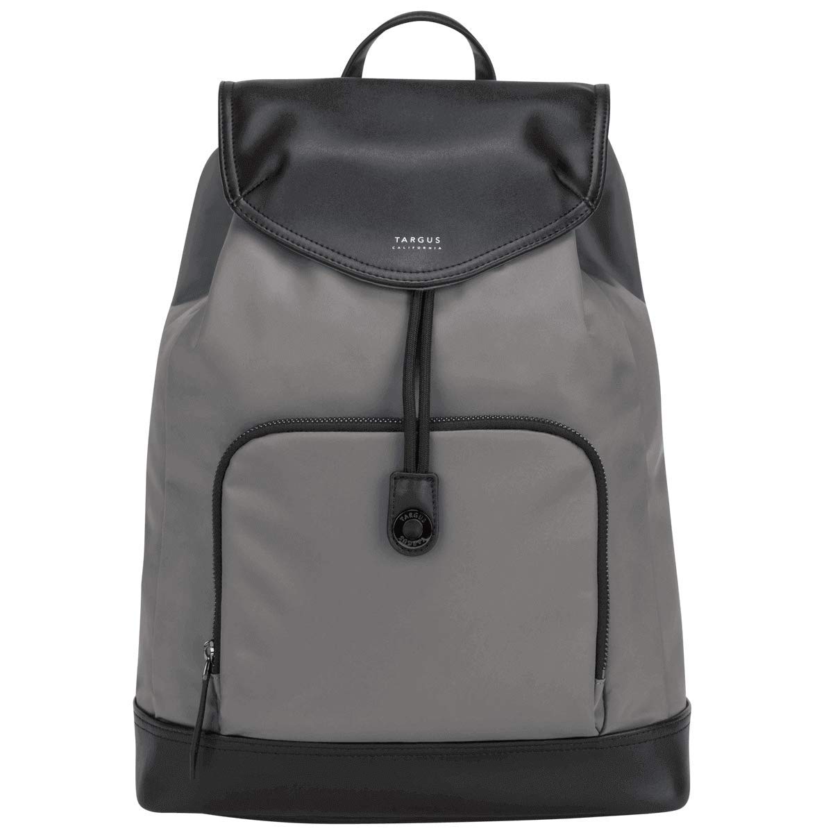 Targus Newport Drawstring Travel and Commute Backpack, Sleek Professional Design with Water-Repellent Nylon, Magnetic Secure Closure, Protective Sleeve fits 15-Inch Laptop, Gray (TSB96404GL)