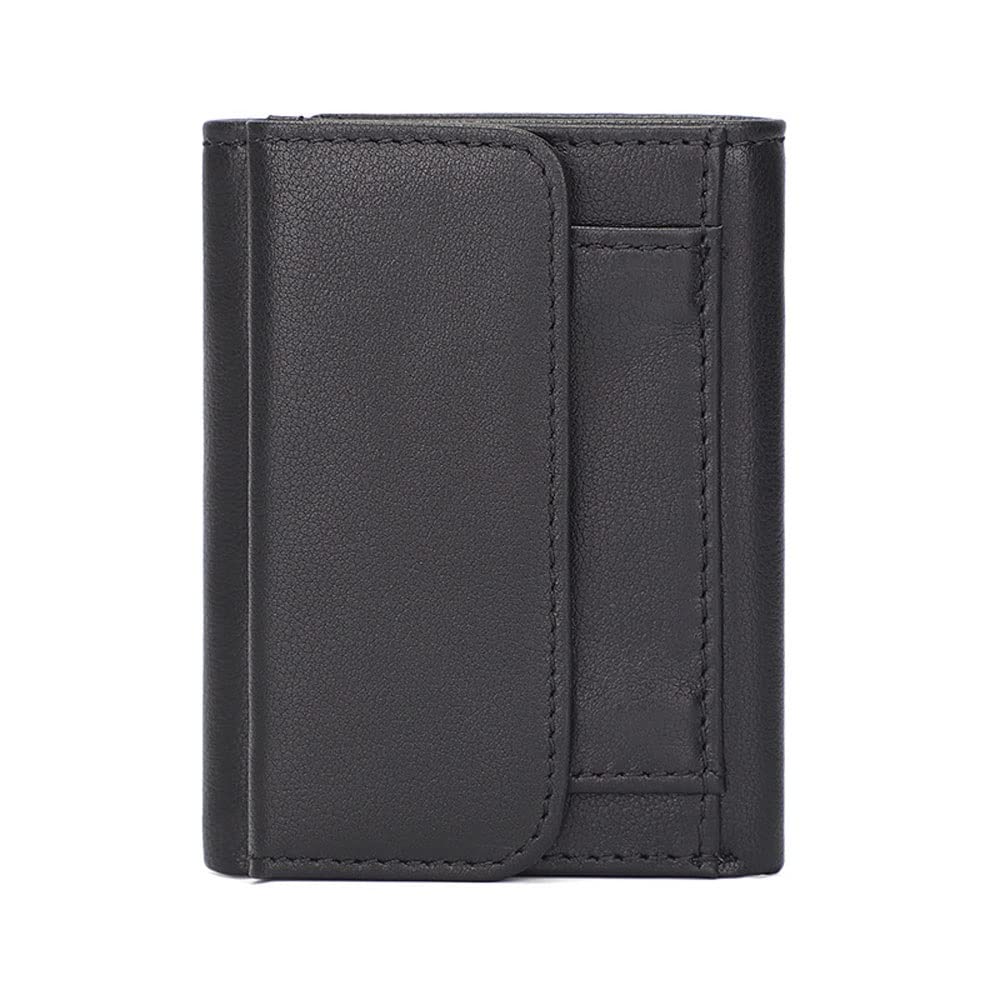 XIXIDIAN Fashion Men's Coin Purse Wallet RFID Blocking Man Leather Wallet,Genuine Leather Slim Trifold with ID Window (Color : Black, Size : 11 * 8CM)