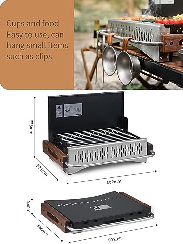 Naturehike Charcoal Grills Portable Charcoal Grill BBQ Grill Small Folding Tabletop Grill Mini Stainless Steel Outdoor Cooking Propane Grill Camping Beach Traveling Picnic Backyard (Gray)