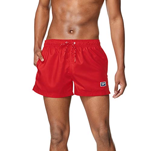 Speedo Men's Standard Swim Trunk Short Length Redondo Solid, High Risk Red, Large