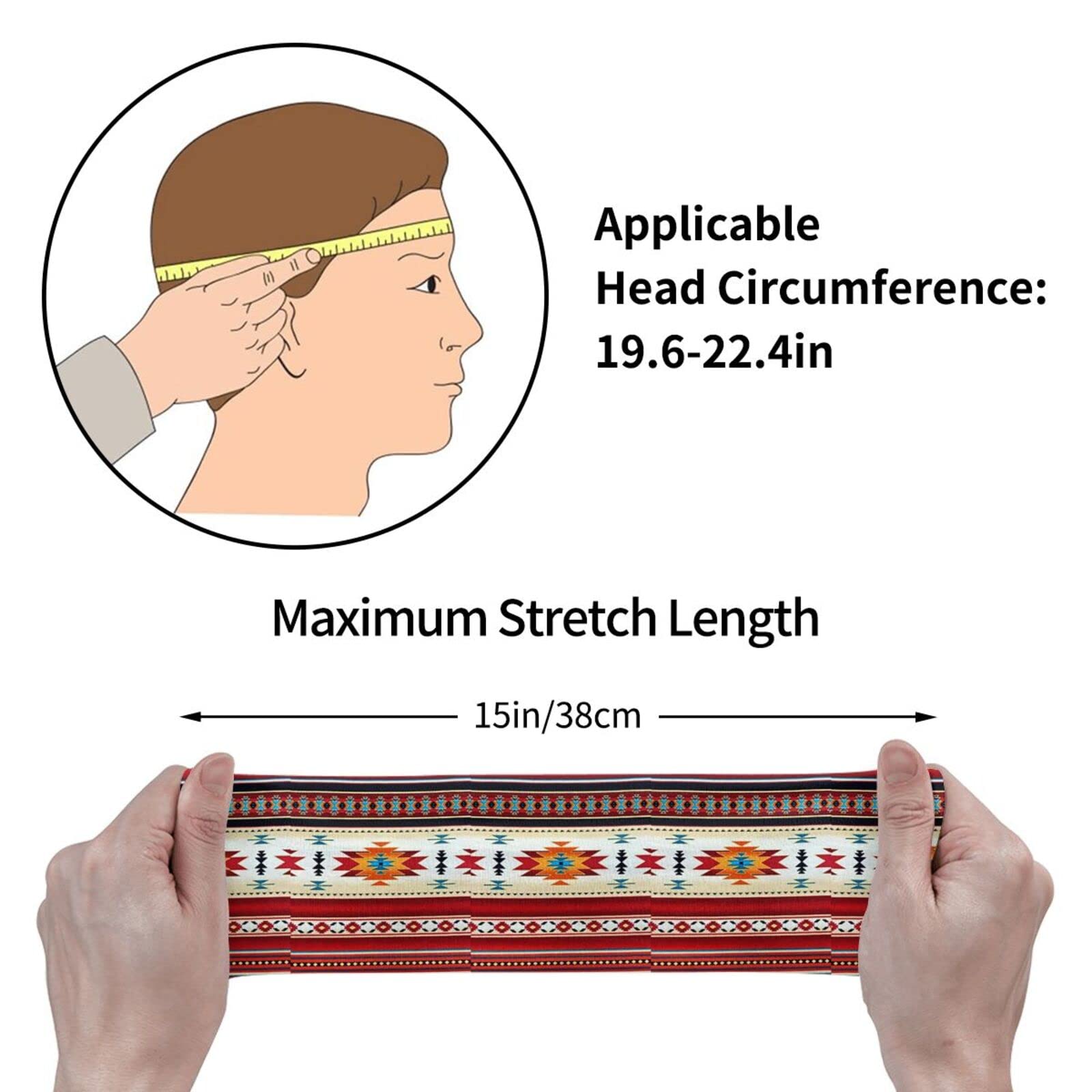 Workout Headband Native Tribal Indian Western Southwestern Head Wrap Cooling Sweatbands