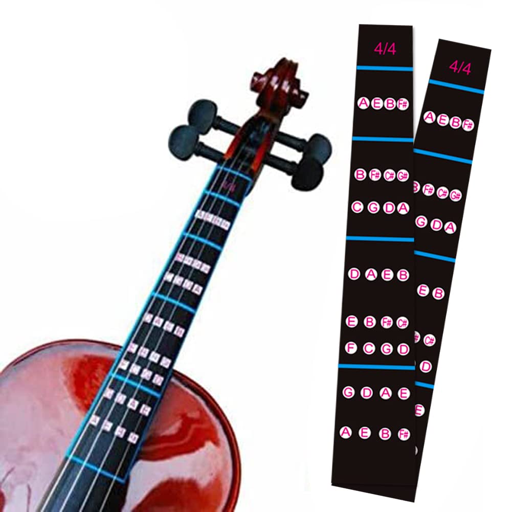TOULLGO Finger Guide for Violins Fiddle Fingerboard Sticker Violin Finger Guide, Detachable and Reusable 4/4 Violin Fingering Stickers for Beginners to Practice, 2PCS