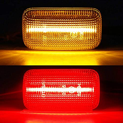 NSLUMO LED Side Marker Lights for Chevy Silverado GMC Sierra 3500 2015 2016 2017 2018 2019 2020 Clear Lens Amber Red Rear Bed Fender Side Markers Replace OEM Sidemarker Lamps