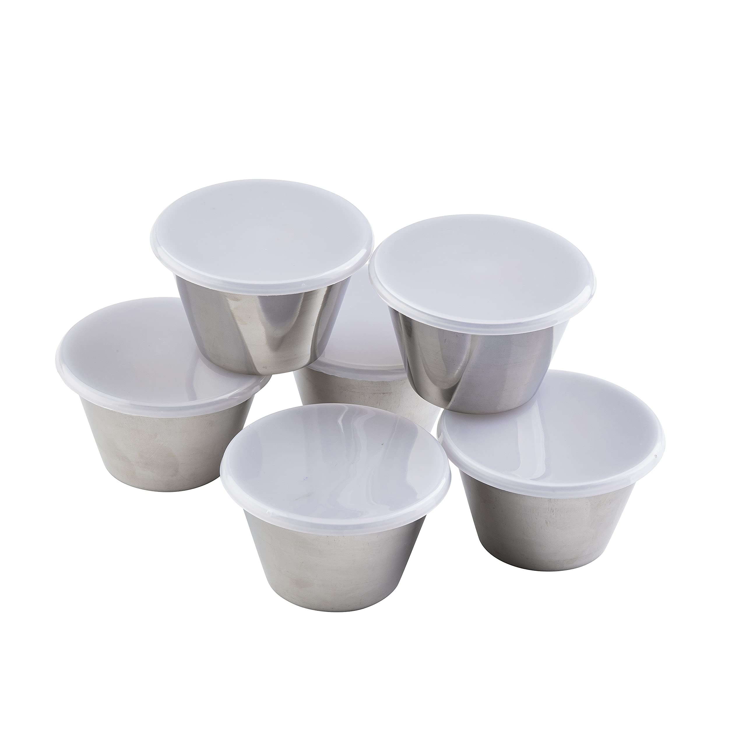 Tablecraft Round Ramekins with Lids 3 OZ - Ounces Clear, Pack of 6 with Clear Lids
