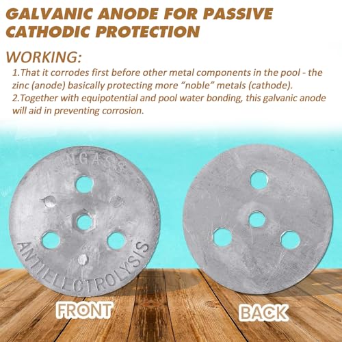 TonGass Zinc Anode Weight - Anti-Electrolysis Sacrificial Anode - Galvanic Anode for Passive Cathodic Protection - Bolts Inside or Outside Skimmer Baskets - Salt System Swimming Pool Must-Have