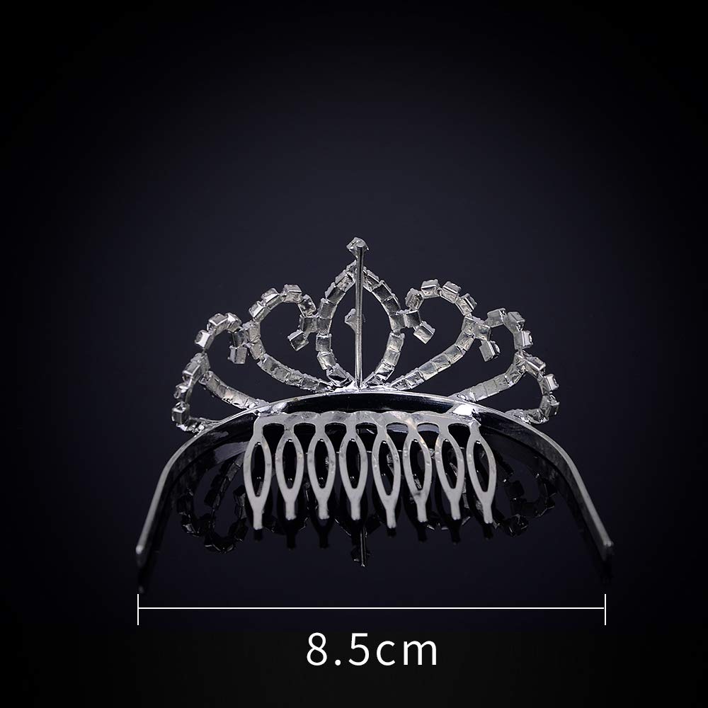 Mini 2.56 inchs Rhinestone Tiara Comb Crown for Girls Wedding Bride Prom Birthday Pegeant Prinecess Party