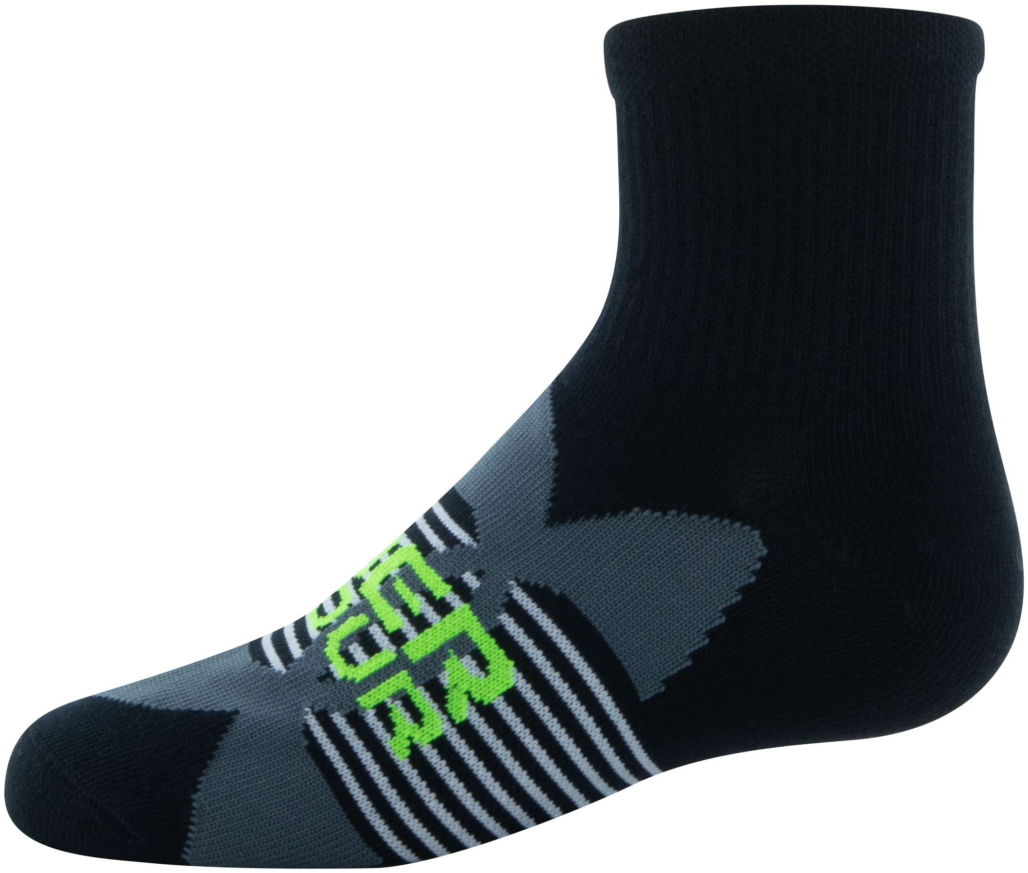 Under Armour Youth Essential Lite Quarter Socks, 6-Pairs, Black/Black/White, Medium