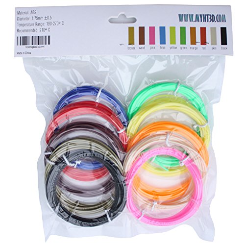 MYNT3D ABS 3D Pen Filament Refill Pack (10 Color, 3m Each) & PLA 3D Pen Filament Refill Pack (10 Color, 3m Each)