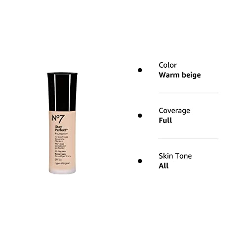 No7 Stay Perfect Foundation - 1oz - SPF 15 Warm Beige