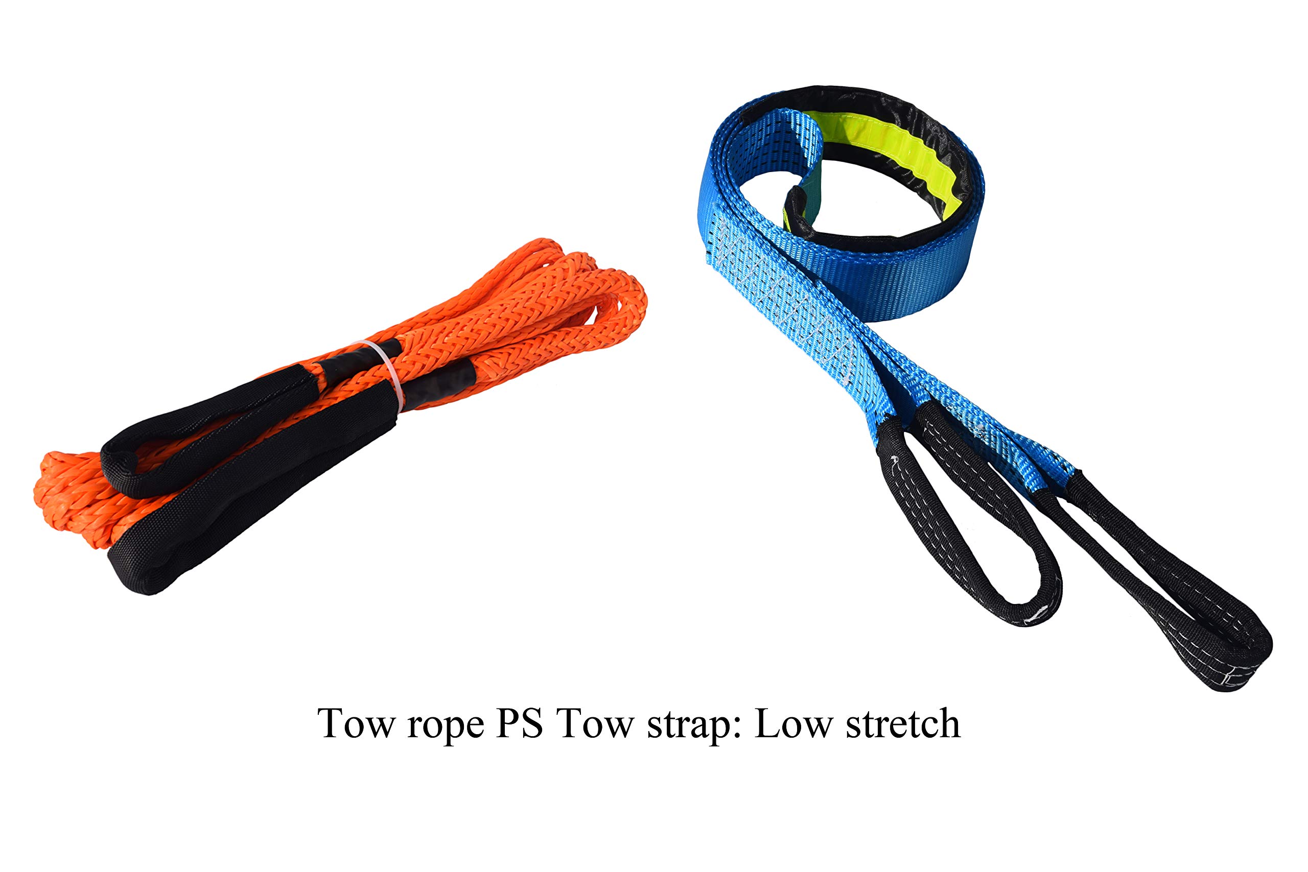 QIQU Car Towing Rope with Pair Soft Shackle to Replace Tow Strap for ATV UTV Car Vehicle Recovery Towing (Orange, 1/2inch*20ft)