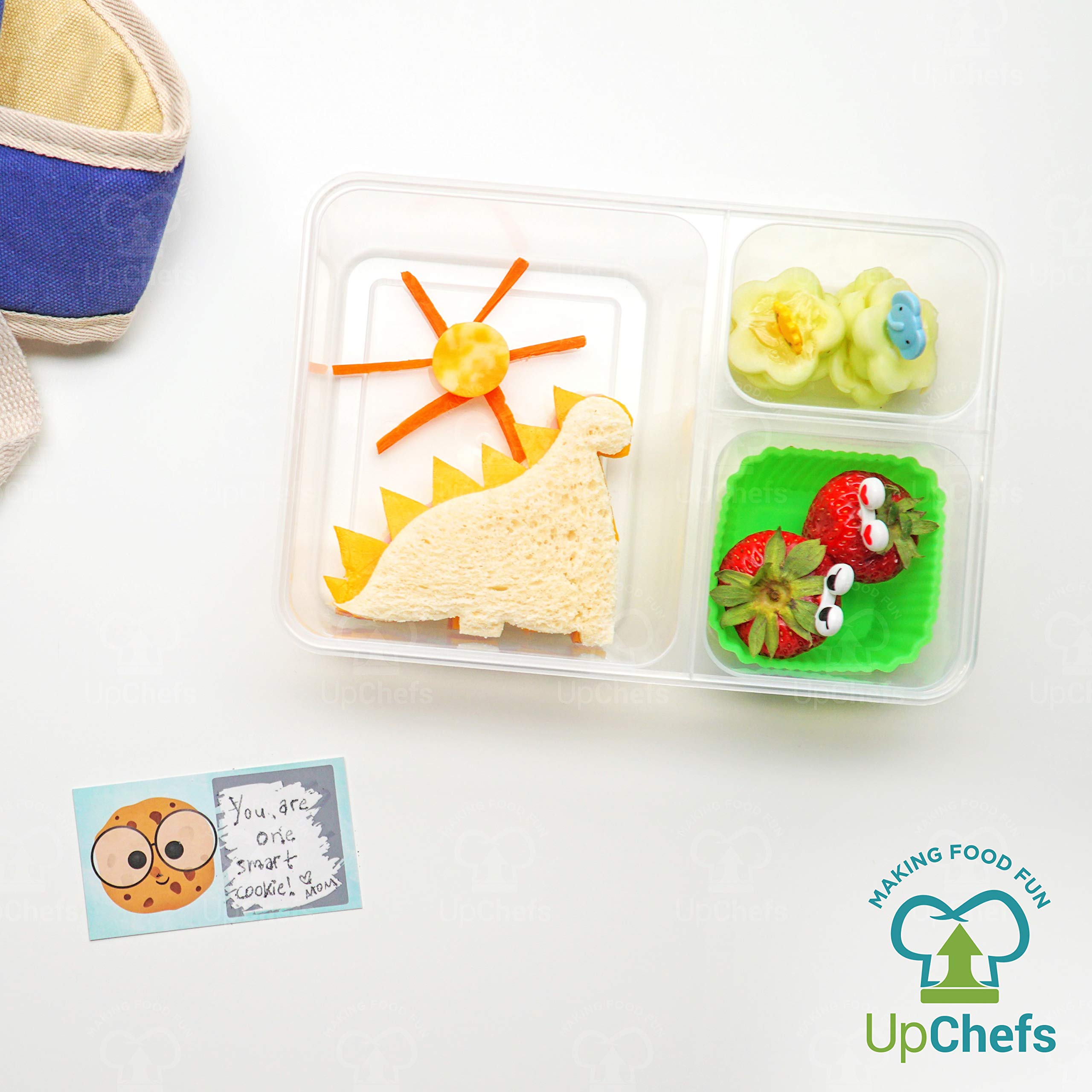 UpChefs Sandwich Cutters for kids - Create Healthy School Lunches in Minutes with These Fun Bento Lunch Box Accessories β Includes Fruit and Vegetable cookie cutters β Food Picks Plus Scratch Notes