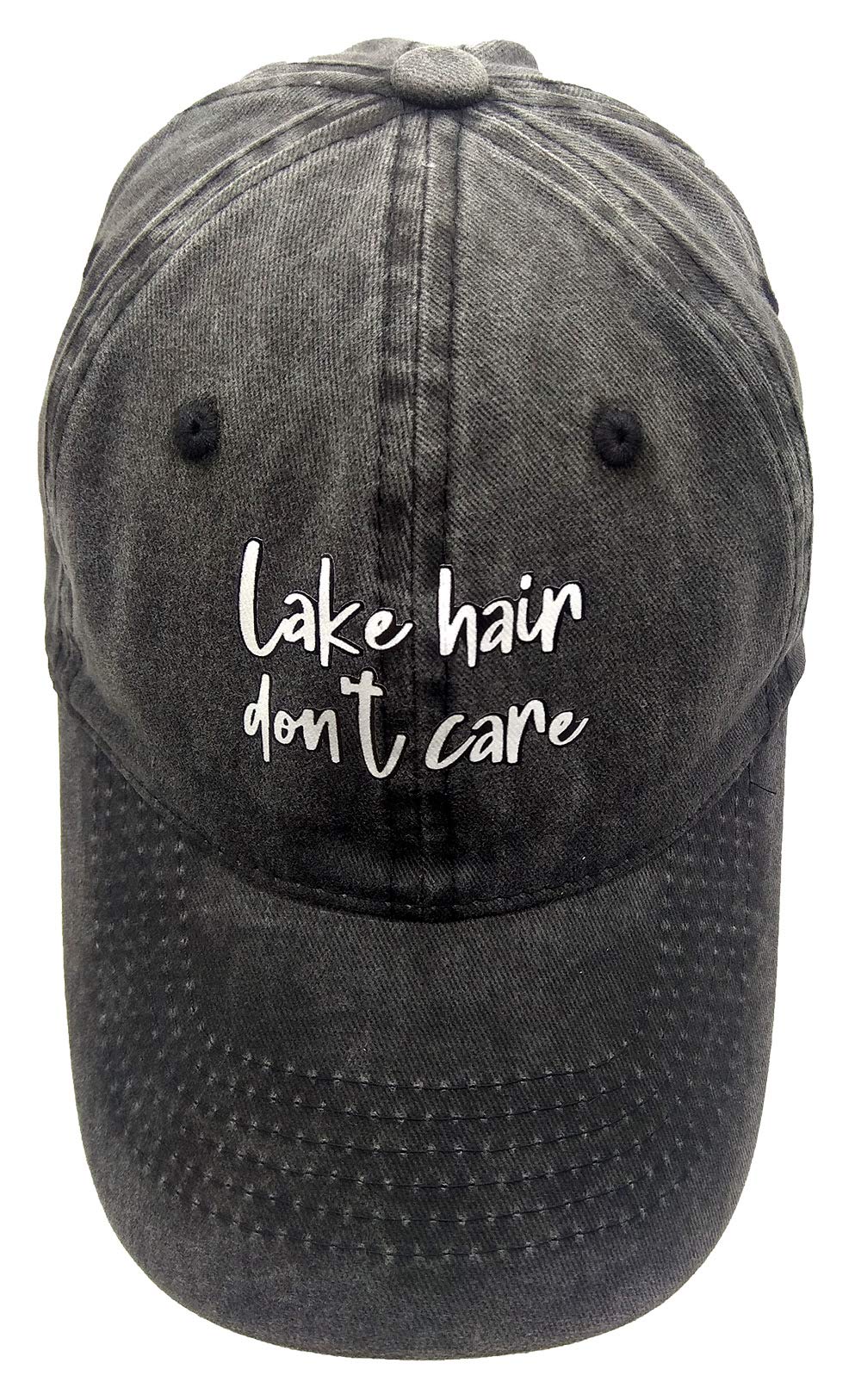 OASCUVER Lake Hair Don't Care Hat, Distressed Cotton Adjustable Lake Life Baseball Cap for Men Women