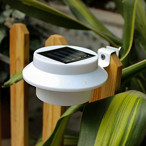 Miyole 6 Pack Solar Powered Gutter Lights Waterproof Outdoor Dusk to Dawn 3 LED Deck Fence Wall Stair Step and Yard Cool White LED Eaves Garden Landscape Pathway