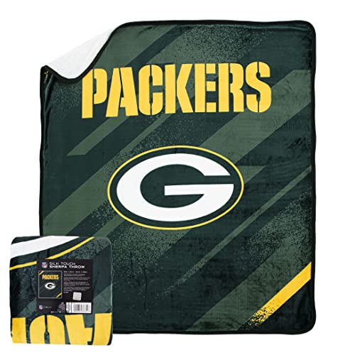 Northwest NFL Velocity Silk Touch Sherpa Throw Blanket, 50" x 60" Green Bay Packers