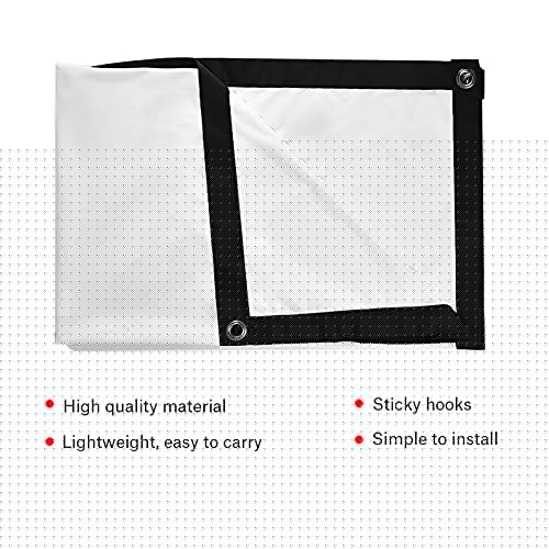 Projection Curtain, Portable WrinkleFree White Synthetic Polyester Fabric Projection Screen for Outdoor Cinema (60 inches)