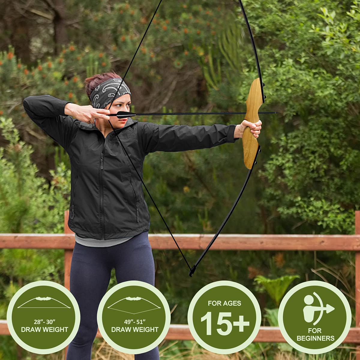 Recurve Bow and Arrow for Adults with 18 Arrows - Archery Bows Set for Beginner with Quiver 5 Target Faces Arm Guard Finger Saver, Takedown Longbow Kit Right Handed for Outdoor Shooting Training