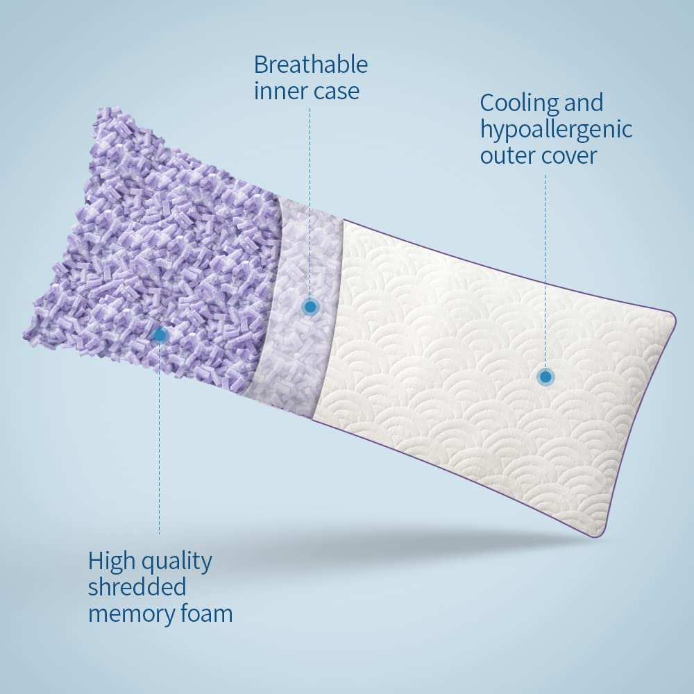 MOLCLCUY Body Pillow for Adults Pillows for Sleeping Shredded Memory Foam Cooling Pillow Cover Body Pillows