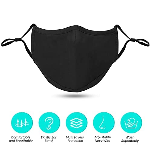 Reuseable Cloth Face Masks Washable for Women Men 12 Pack Breathable Face Mask with Nose Wire and Adjustable Ear Loops…
