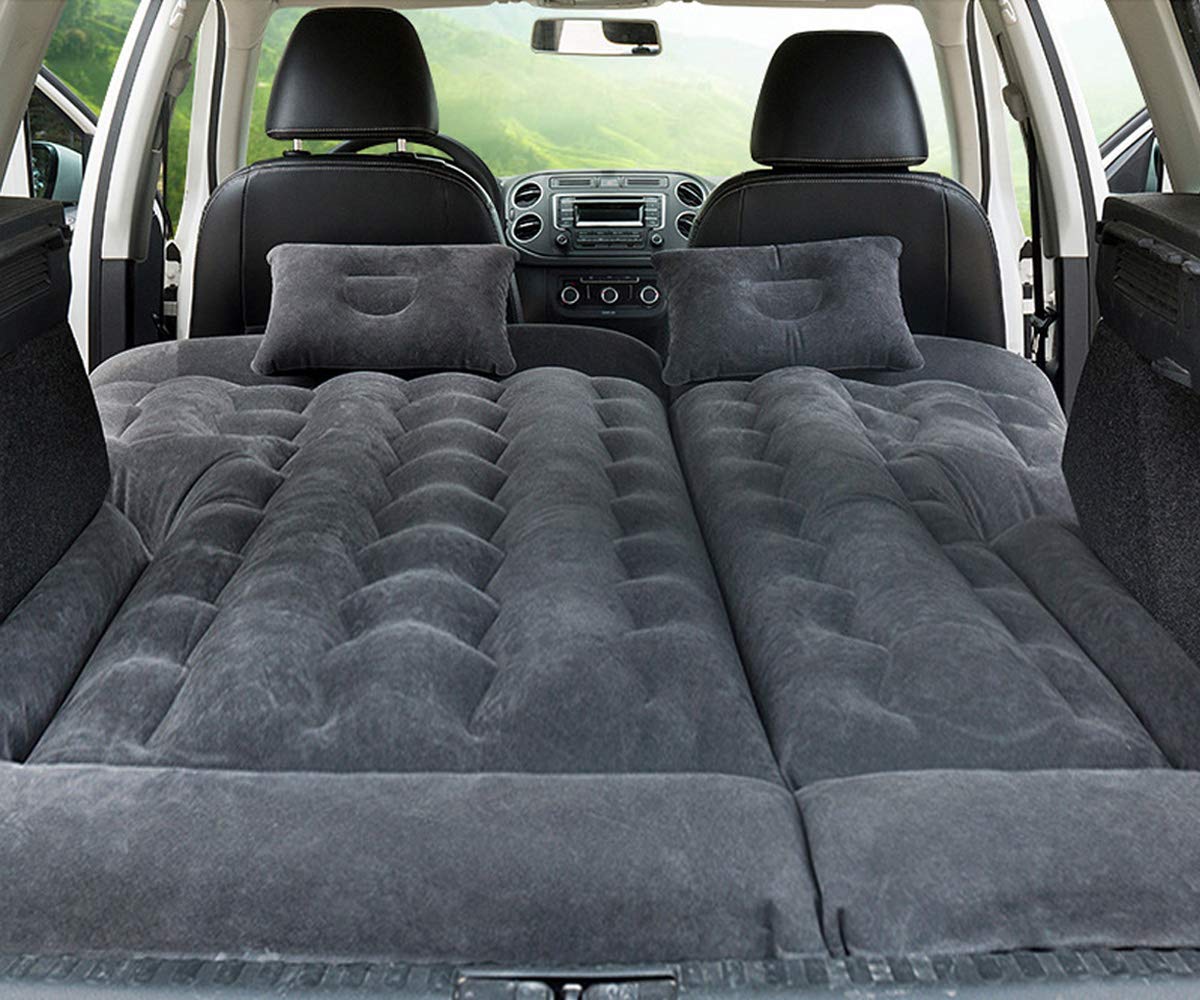 MEISO Car SUV Air Mattress Camping Bed with Pillow, Inflatable with Pump for Rest Sleep Travel Camping (Black)