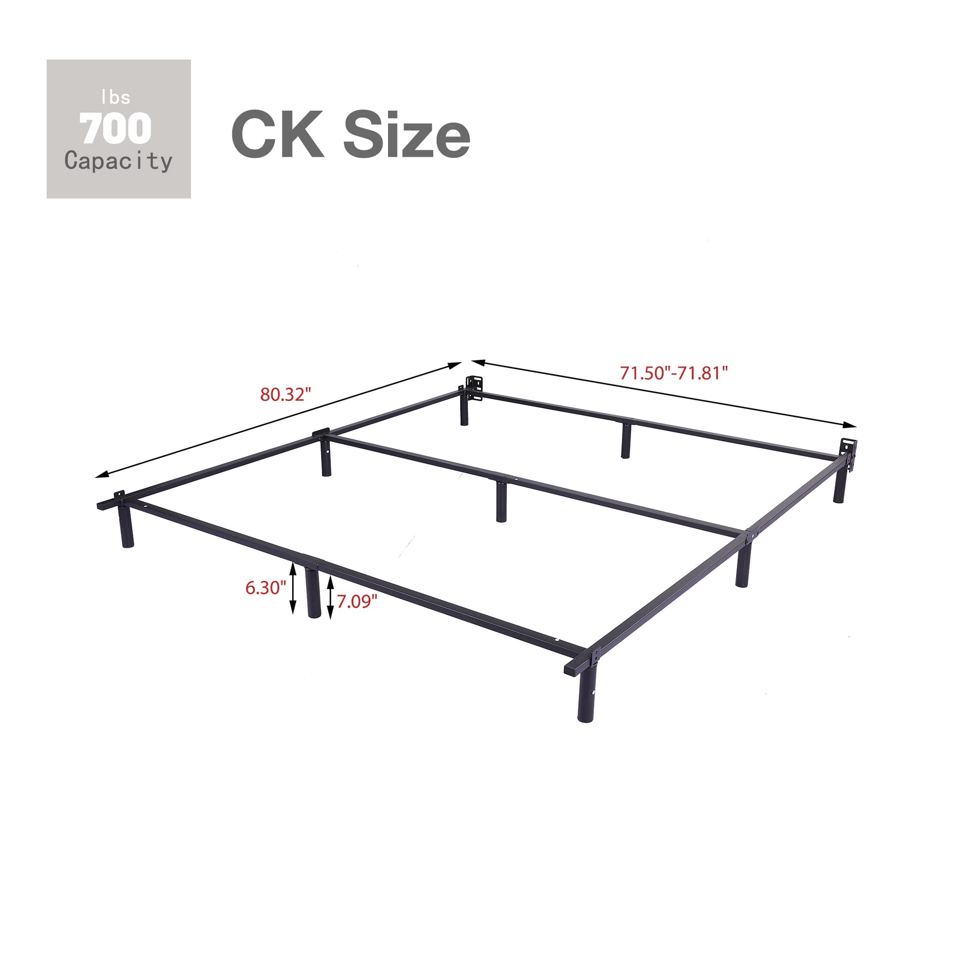 Nightell 7 Inch Metal Platform King Bed Frame,Bed Base for Box Spring,Non-Slip,Easy Assembly,Heavy Duty King Size Bed Frame Black