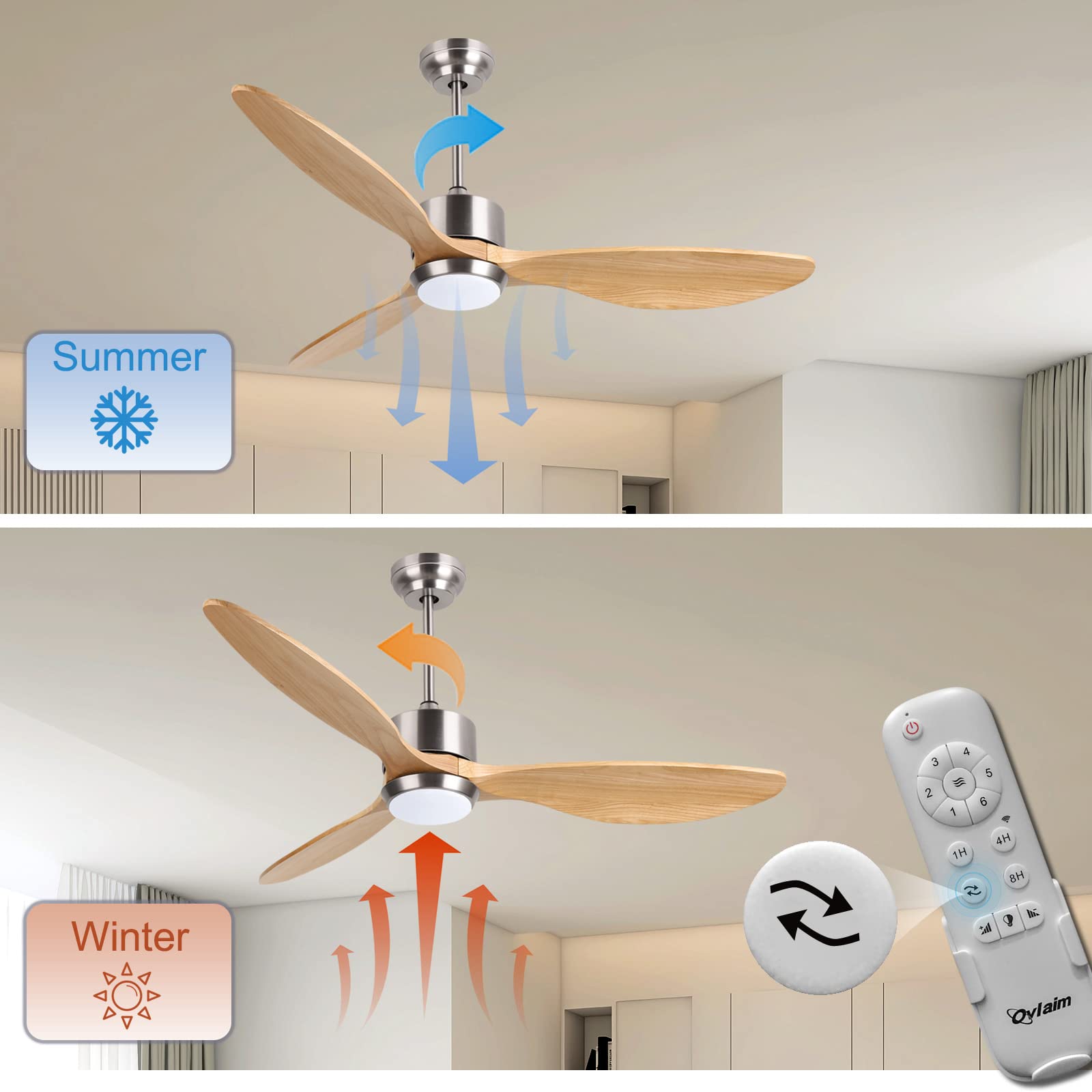 Ovlaim Retractable Fan with Remote Control,44 Inch Ceiling Fan with Light Industrial Ceiling Fan Retractable Blades Vintage Cage Chandelier Fan with Remote Control