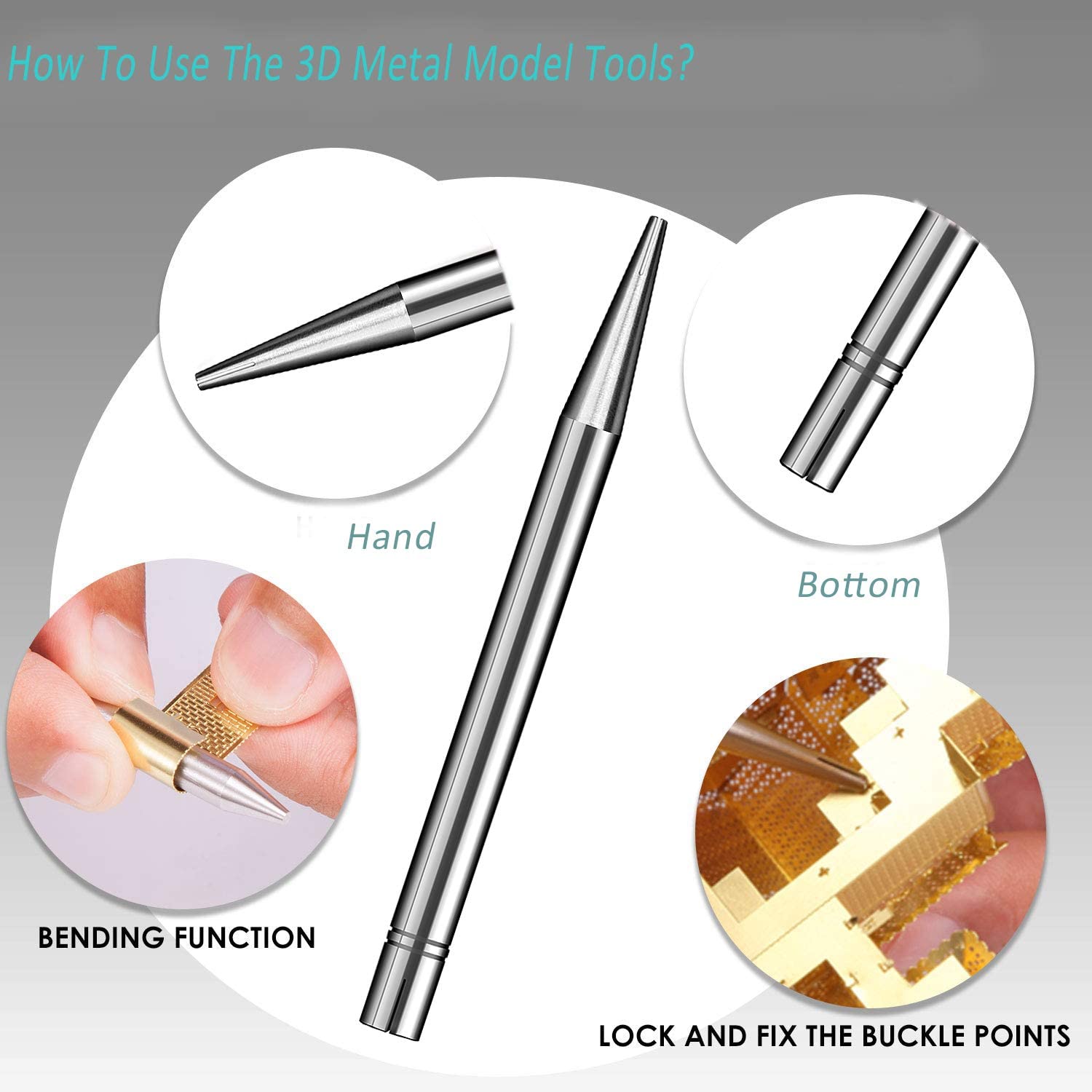 Metal Models Kits 6Pcs DIY 3D Metal Model Tool Sets Olele Professional Jigsaw Puzzles Metal Model Kits Multi-Function Assembling Bending Assist Tools Perfect for 3D Metal Puzzle Earth Model Tools