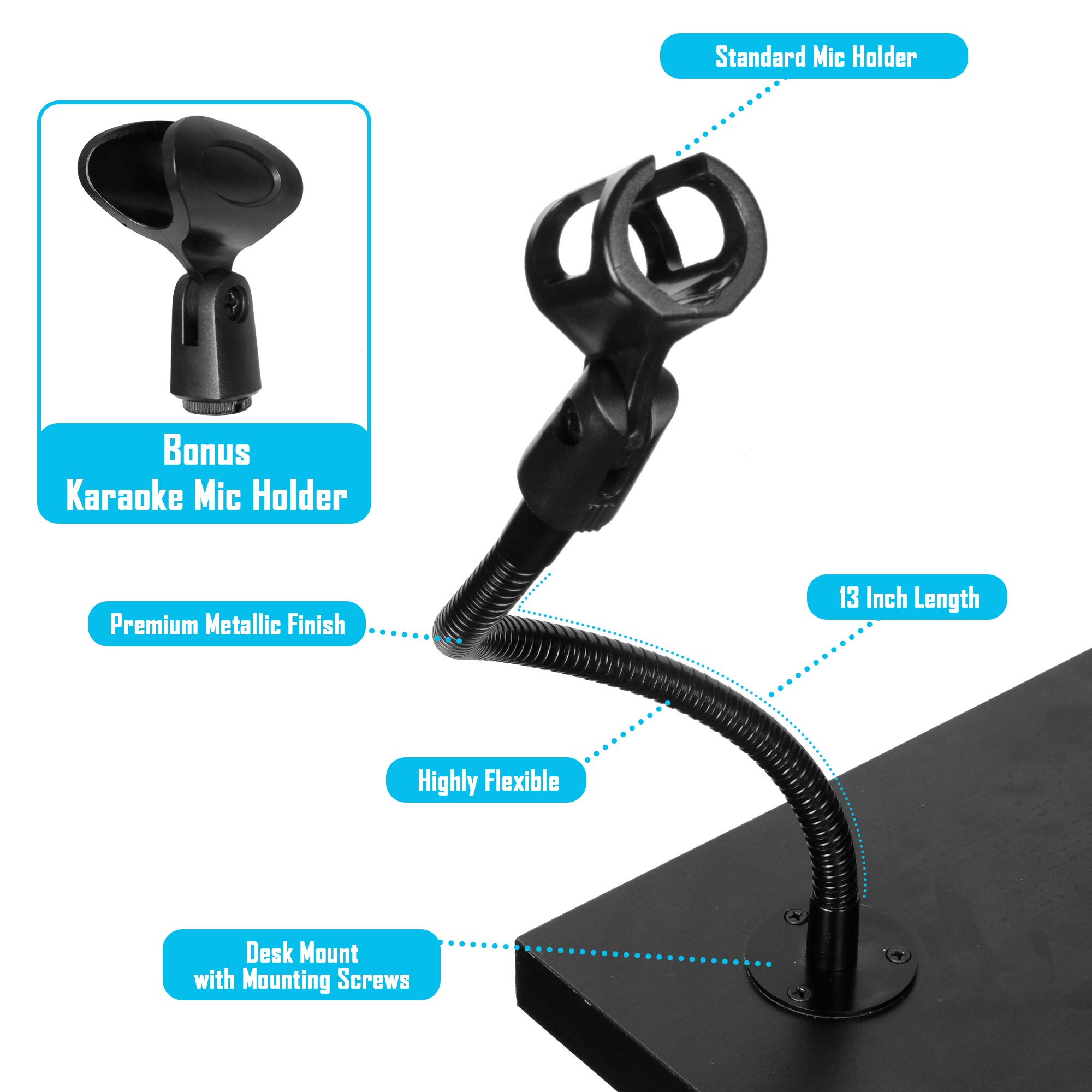 SpinTech Desk Mounted Adjustable Gooseneck for Microphone Mount that Screws in to Tables Podiums (30)