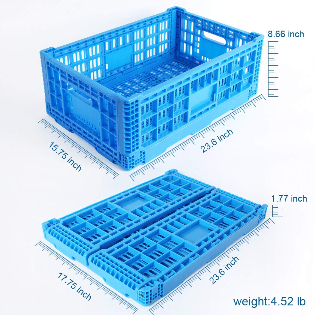 QTJH Collapsible Storage Bin Containe,52 Liter Transfer box,crate Transit storage of various items (23.6" L x 15.7" W x 8.6" H)