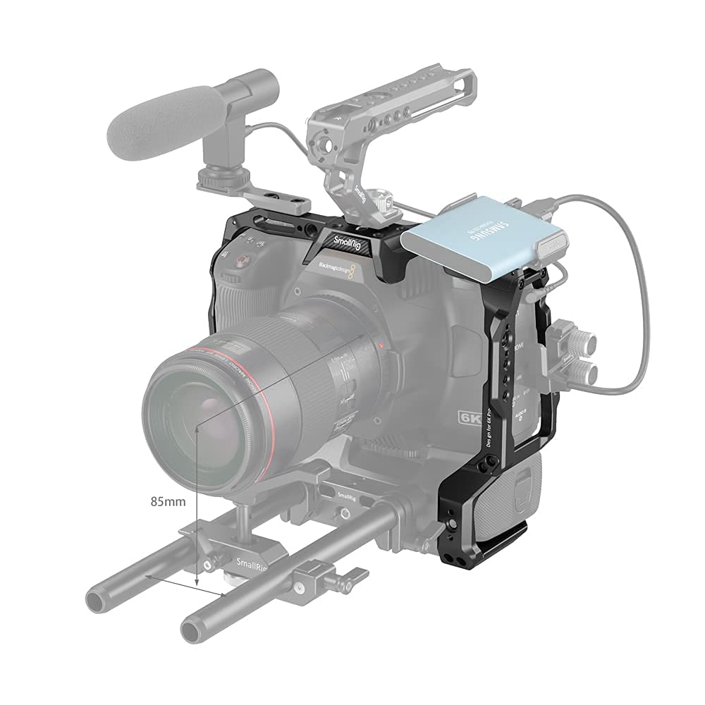 SmallRig Battery Grip Compatible Cage Only for BMPCC 6K Pro / 6K G2, Comes with Built-in NATO Rail & Locating Holes for ARRI and Cold Shoe Mount - 3382