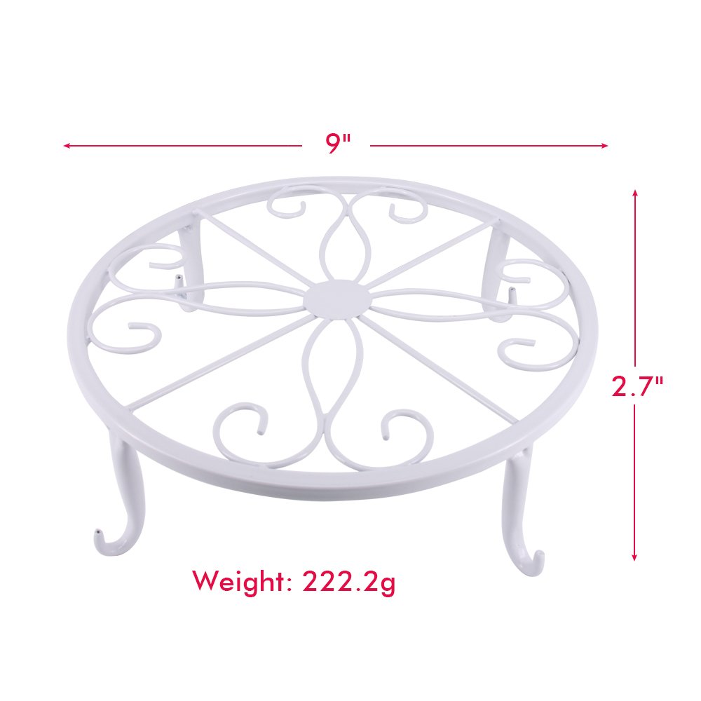 Metal Plant Stand Wrought Iron Planter,Iron Art Flower Pot Supporting Stand Indoor Outdoor Garden Set of 3(White)