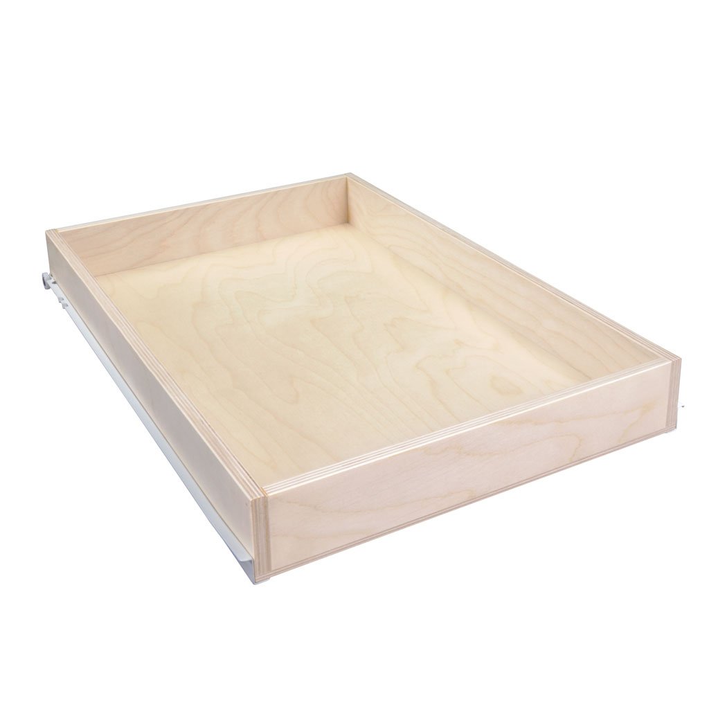 Sliding Pull-Out Shelf for Cabinets (Kitchen Cupboards, Pantry Drawers, Bathroom Storage, etc.) 2 5/8" Tall - 21 3/4" Deep - Includes 3/4 Slides & Base Mounting - Clear Opening Width: (17.250" (1/4))