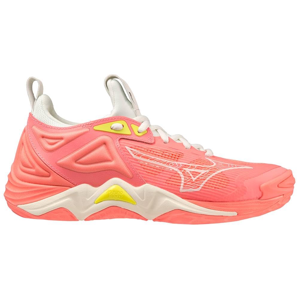 Mizuno Women's Volleyball Shoes, Wave Momentum 3, Candy Coral/Black/Bolt, Candy Coral Black Bolt, 8 US