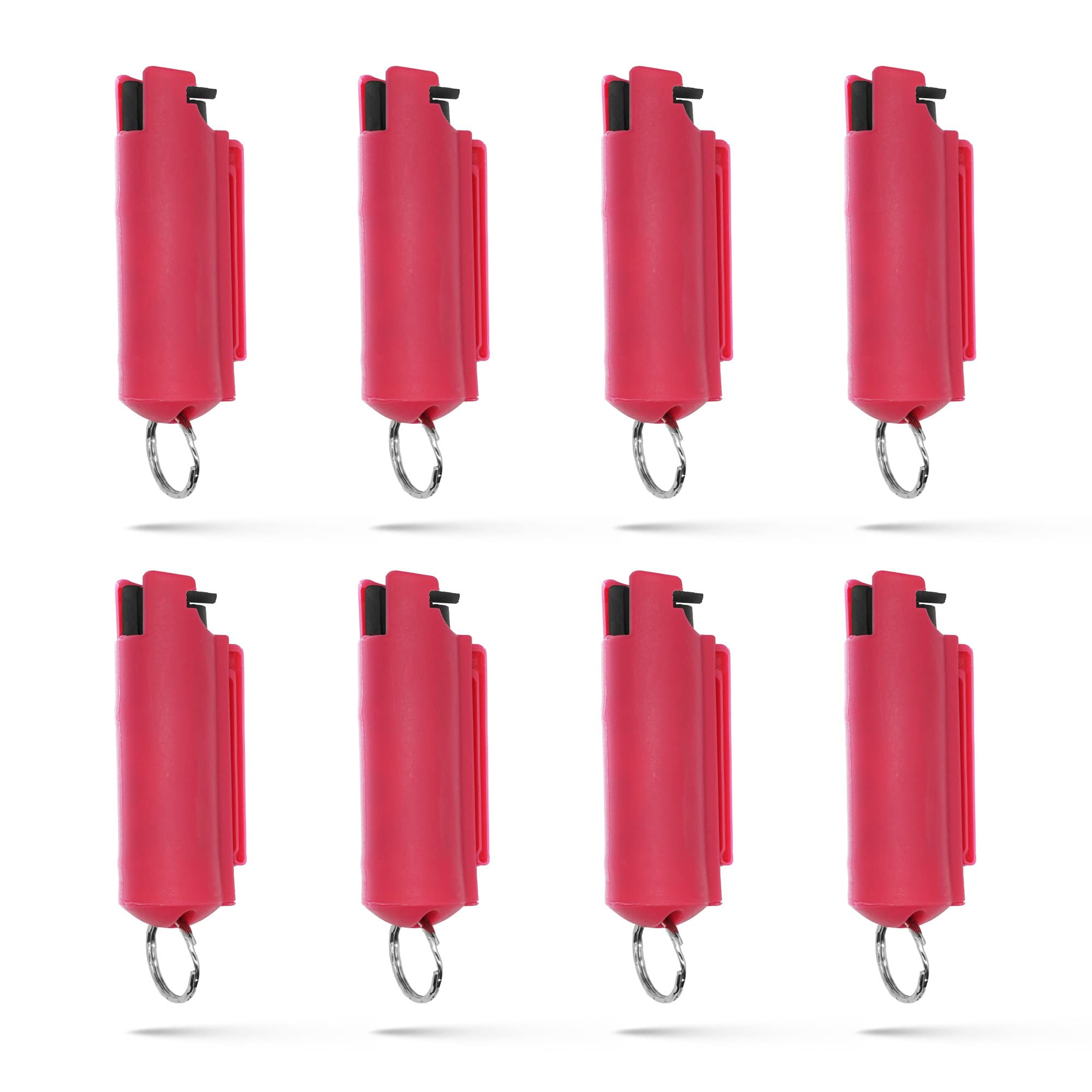 Pepper Spray Keychain - Maximum Strength MC 1.44 - Pepper Sprayer Self Defense - Wholesale Items for Resale Bulk, Pink 8 Pack, Light Blue/Pink