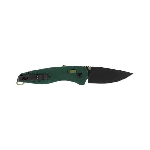 SOG Aegis AT Ambidextrous Outdoor Pocket Easy to Carry Folding Knives | CRYO D2 Stainless Steel Blade | AT-XR Lock, Forest/Moss
