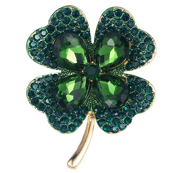 Trafford2009MU Large Classic Shining Shamrock St Patrick's Day Celtic Ireland Enamel Pin Badge Brooch, Green, 50mm x 40mm