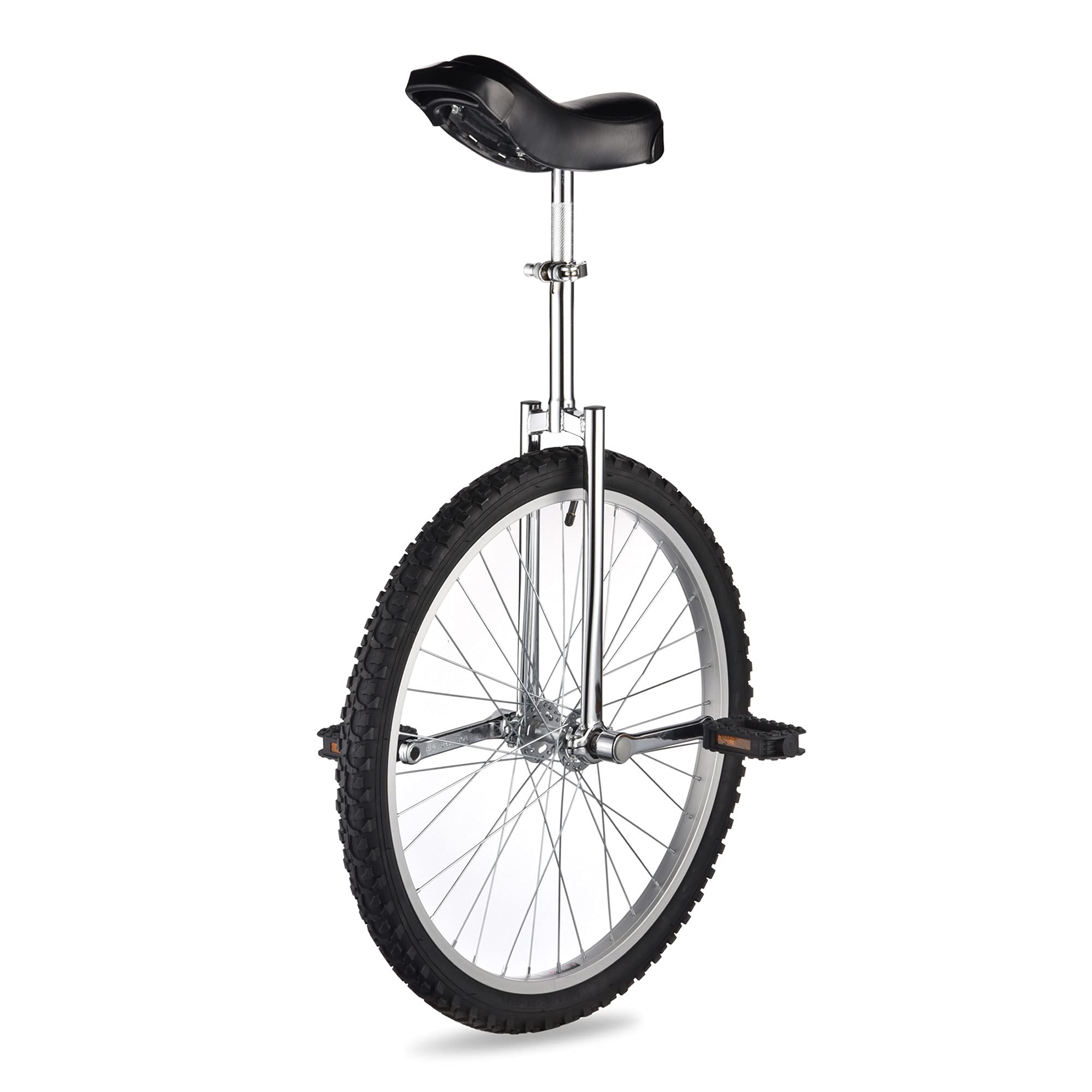 OEM Control Best Gift Chrome Polished 24 Inch in 24" Mountain Bike Wheel Frame Unicycle Cycling Bike with Comfortable Release Saddle Seat