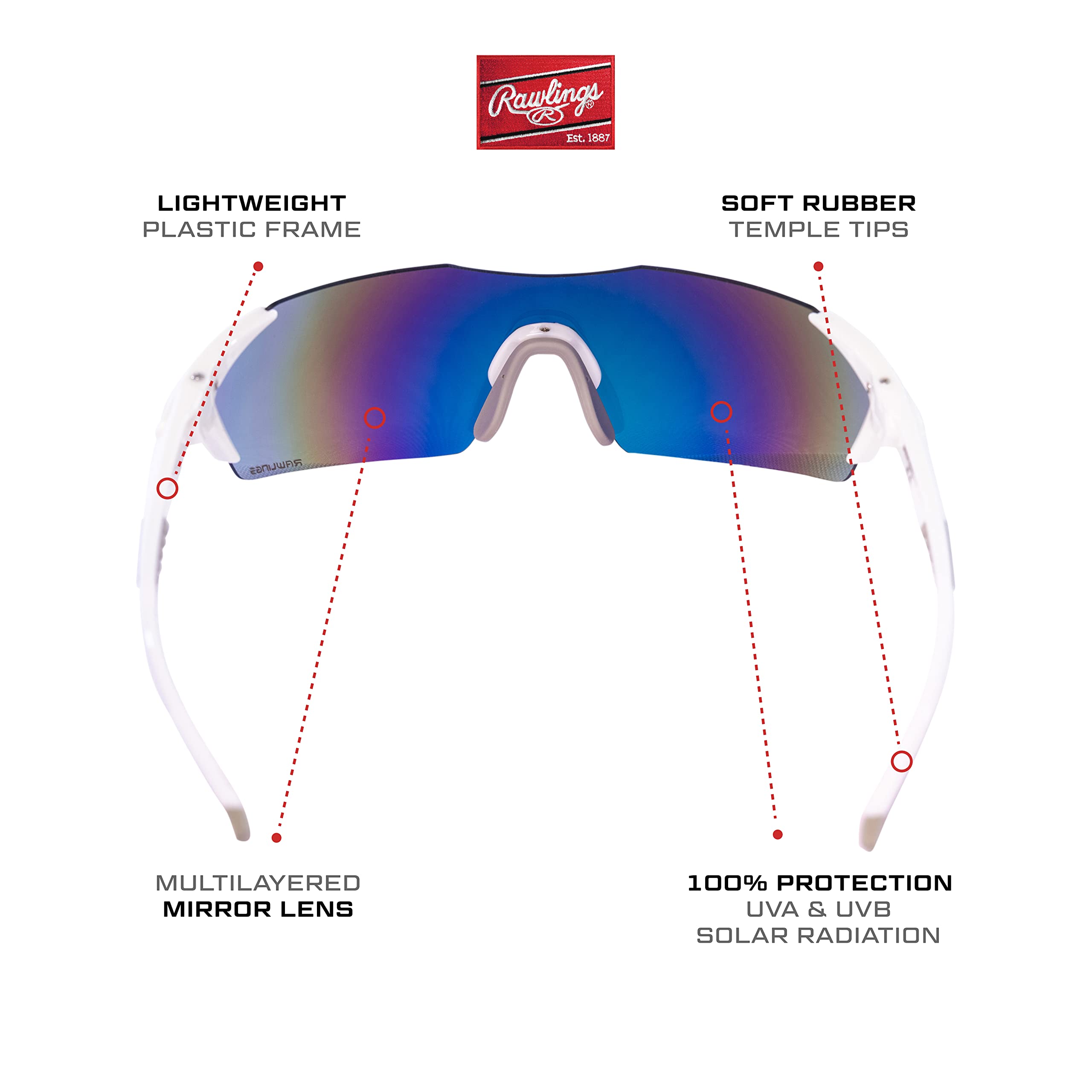 Rawlings Sporting Goods Rawlings 1801 Sunglasses White/Blue