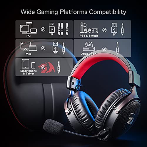 Redragon H520 Icon Wired Gaming Headset, 7.1 Surround Sound - Memory Foam Earpads - 50MM Drivers Headphone- Detachable Microphone with Pro Driver - Works with PC, PS4/3 & Xbox One/Series X, NS