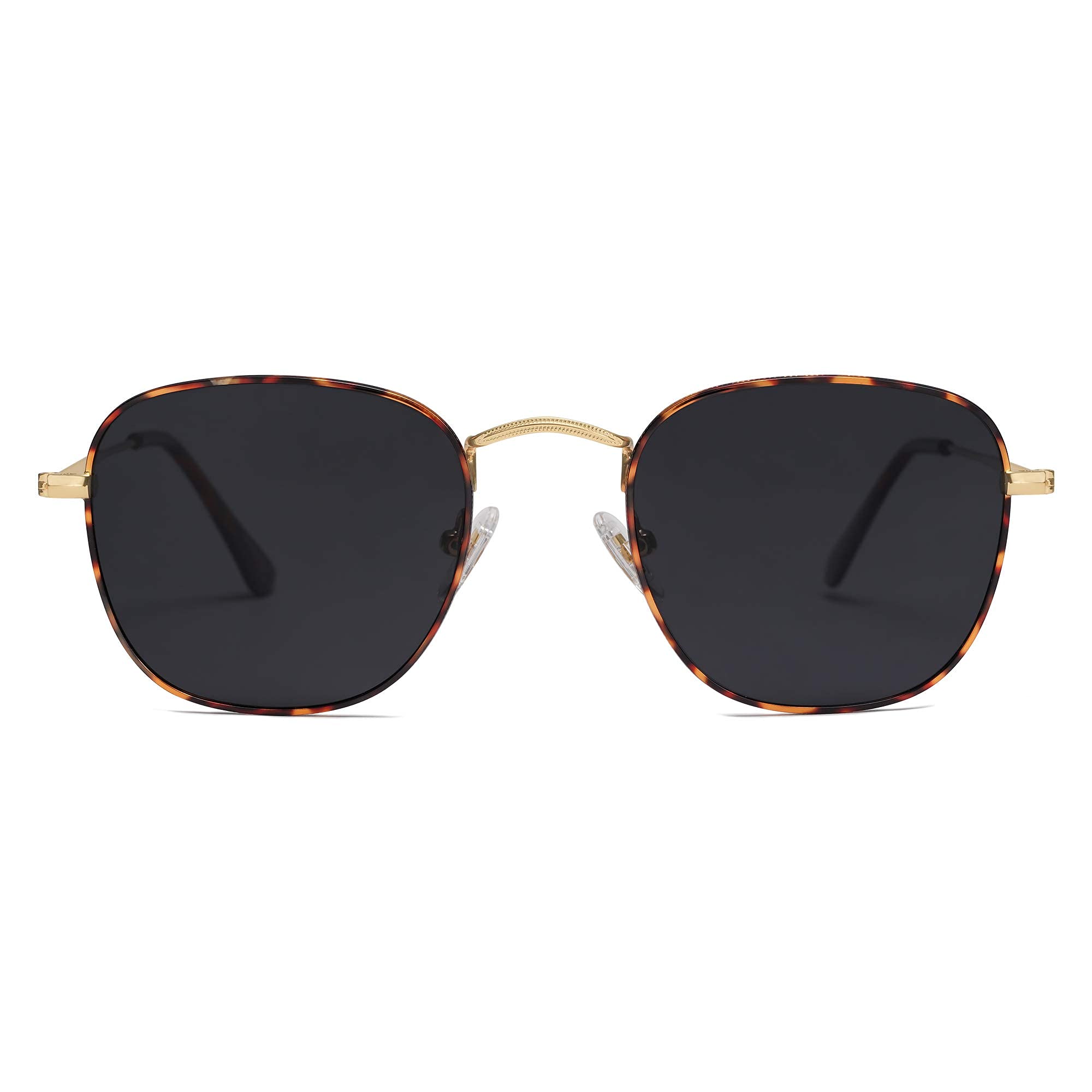 SOJOS Small Square Polarized Sunglasses for Women Men Classic Vintage Retro Style SJ1143 with Gold Demi/Grey