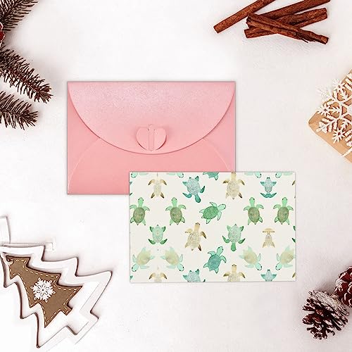 NEZIH Turtle Write Print Thank You Cards With Envelopes Classic Blank Thank Pearl Paper Greeting Card,