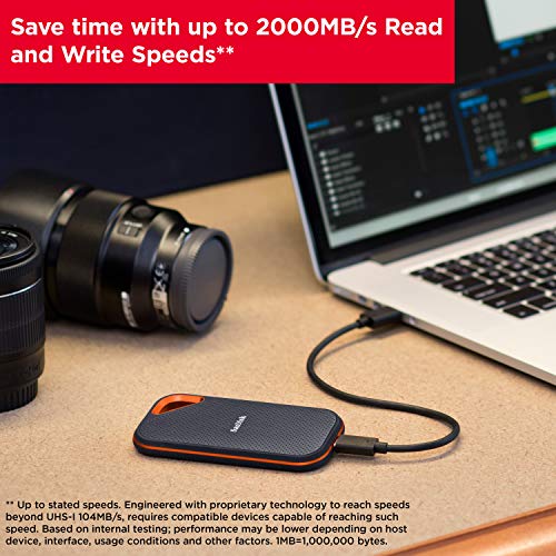 SanDisk 1TB Extreme PRO Portable SSD - Up to 2000MB/s - USB-C, USB 3.2 Gen 2x2, IP65 Water and Dust Resistance, Updated Firmware - External Solid State Drive - SDSSDE81-1T00-G25