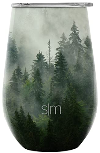 Simple Modern Wine Tumbler with Press-In Lid | Vacuum Insulated 12oz Stemless Glass Cup or Coffee Mug with Lid | Spirit Collection | Mystical Forest