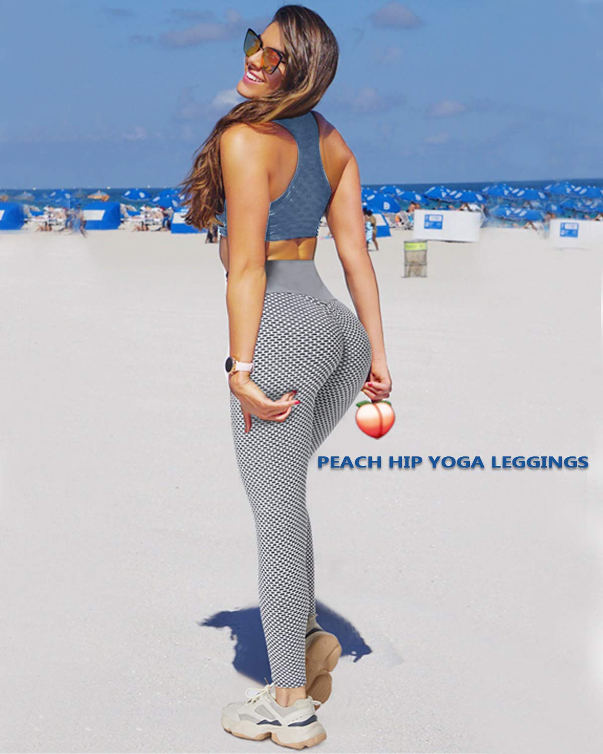 Retro Gong Women Butt Lift Leggings High Waisted Tummy Control Yoga Pants Scrunch Booty Leggings Grey