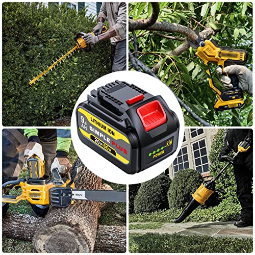 Simple Plus+ 20V/60V 9.0Ah MAX Replacement for DeWalt Battery, Replace for Dewalt DCB606-2 DCB609 DCB612 DCB205 DCB200, Compatible with All 20V Tools and Chargers