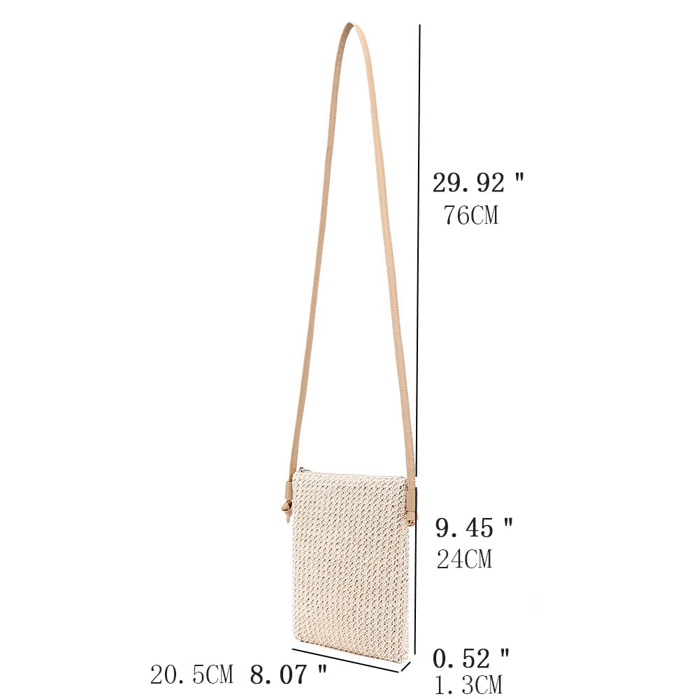 Straw Purses for Women, Cute Summer Straw Crossbody Bags, Small Straw Handbag Beach Purse for Vacation (Light Brown)